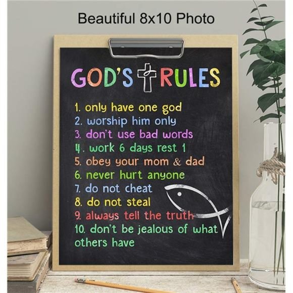 Wall Decor | Ten Commandments Wall Decor Christian Scripture 8x1 ...